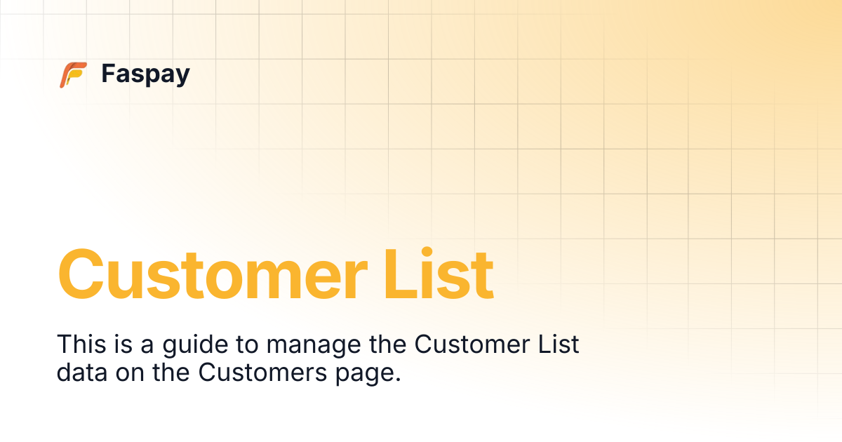 Customer List | Faspay