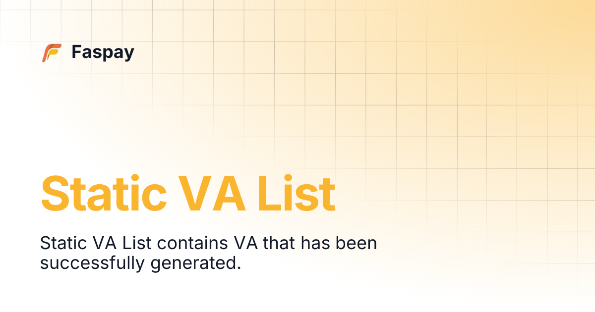 Static VA List | Faspay